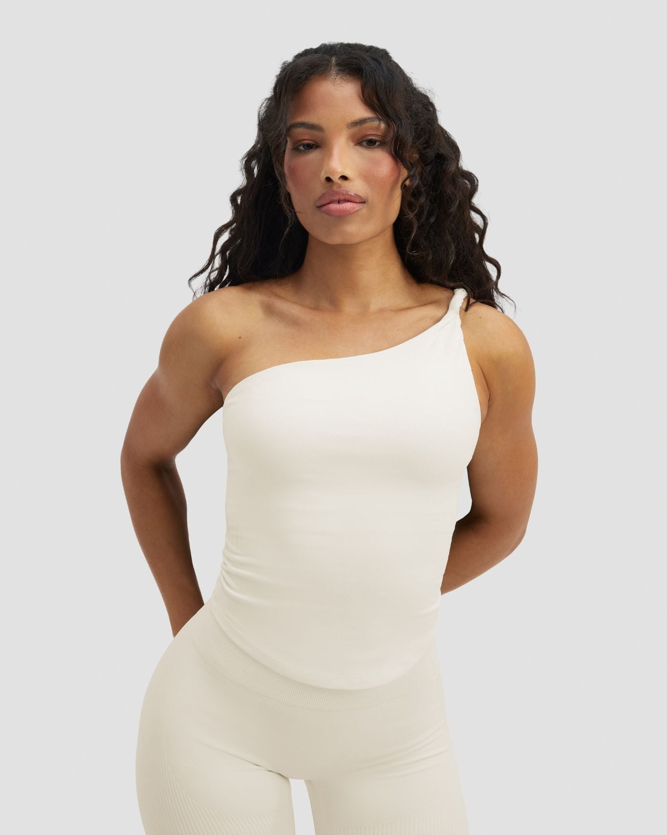Elevate™ Women's Sculpting Asymmetric Twist Top - Cream | Thrivin